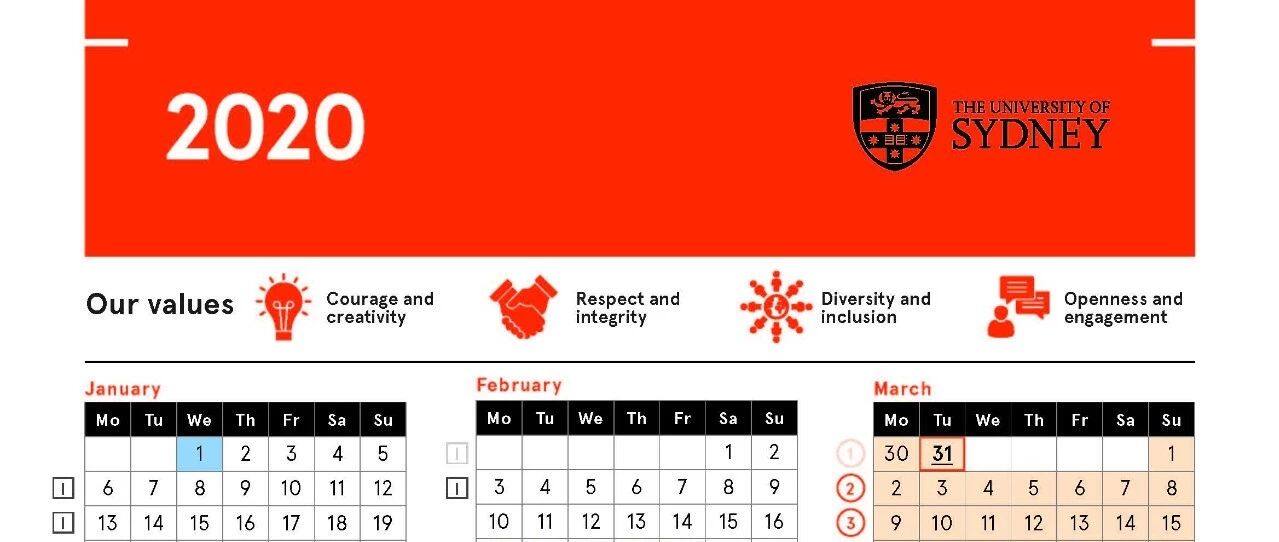 悉尼大学2020年校历 - 万友教育